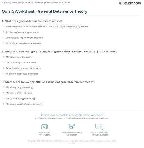 Quiz And Worksheet General Deterrence Theory