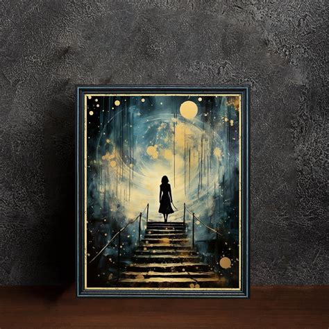 Starry Night Moon Art Print Printable Wall Art Dark Moon Art Moon