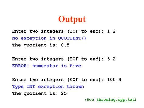 Exception Handling Introduction Try Throw Catch Exception Handling Use