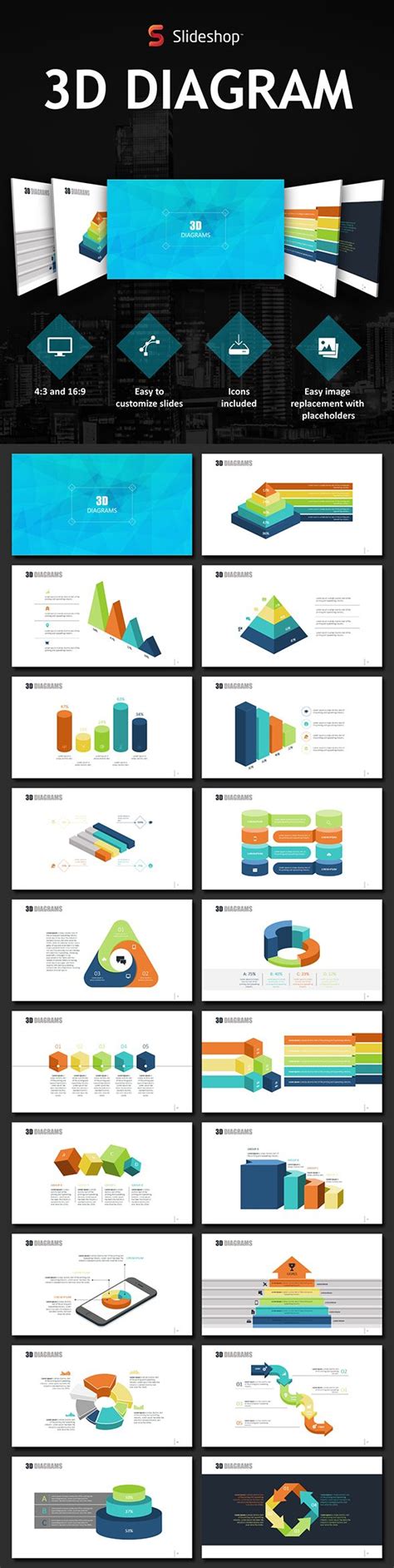 D Diagram PowerPoint Template Presentationdesign Slidedesign Elearning Templates