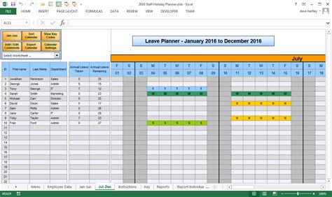 Employee Annual Leave Record Spreadsheet — Db