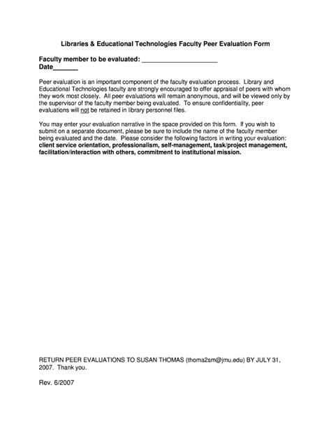 Faculty Peer Evaluation Form Jmu Fill Out And Sign Online Dochub