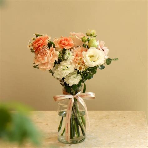 꽃다발꽃병 오렌지 플라워 밀크보틀medium 블룸블룸본점