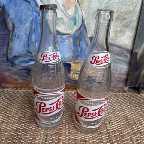 Vintage 1950s Sparkling Pepsi Cola Glass Soda Bottle 12 Oz Embossed