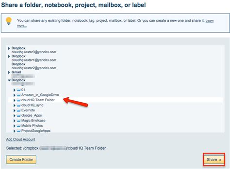 how to share a folder using cloudhq wizard cloudhq support