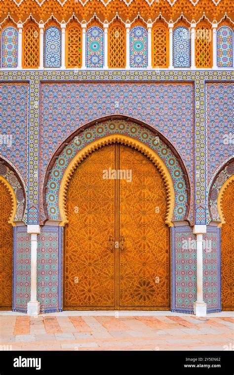 Fes Morocco Details Of The Gate Bab El Makhzen Of The Royal Palace In