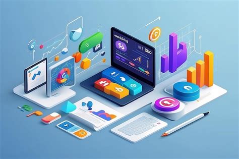 Seo Optimization Web Analytics And Seo Marketing Social Media Concept 3d Vector Illustration