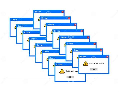 Old Computer Window Critical Error Blank Template Window In Retro Style Stock Vector