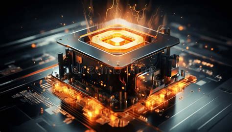 Abstract Advanced Micro Quantum Computer Communication Concept Artificial Intelligence Or Ai