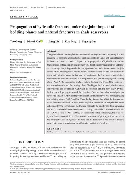 Pdf Propagation Of Hydraulic Fracture Under The Joint Impact Of Bedding Planes And Natural
