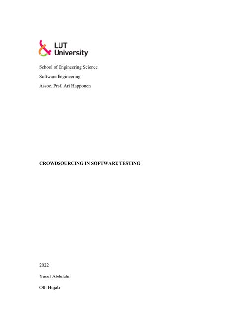 Pdf Crowdsourcing In Software Testing