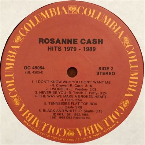 Rosanne Cash Hits 1979 1989 Record Cellar Canada