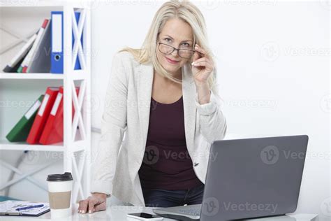 Her Job Is Her Life Business Woman With Glasses Working In Office With