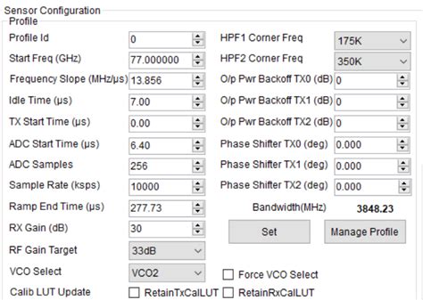 AWR BOOST Chirp And Frame Parameters Required To Set The Bandwidth To GHz Sensors Forum