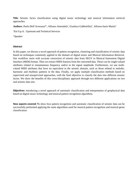 Pdf Seismic Facies Classification Using Digital Music Technology And