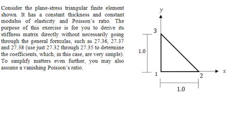 Solved Consider The Plane Stress Triangular Finite Element Chegg