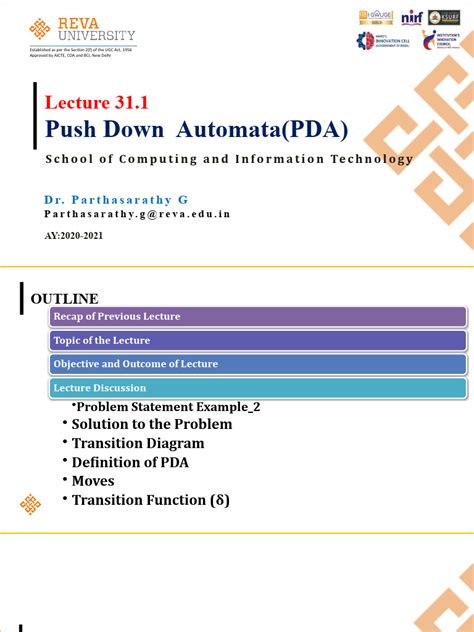 Fafl Final Lecture 311 Pda Example 2 Pdf Theory Of Computation Formal Methods