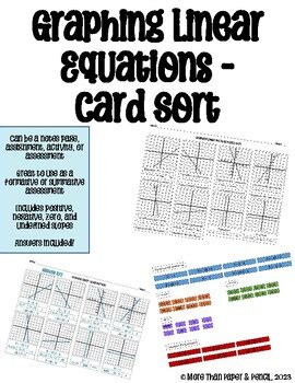 Graphing Linear Equations Card Sort By More Than Paper And Pencil