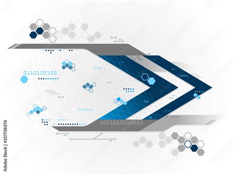 Vector Illustration Of A Blue Futuristic Technological Abstract Background With Arrows Binary