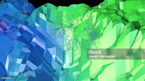 낮은 폴 리 현대 그라데이션 색상으로 추상적인 배경입니다 공기 13 그리드와 블루 그린 3 차원 표면 0명에 대한 스톡 사진 및 기타 이미지 Istock