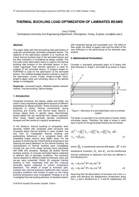 Pdf Thermal Buckling Load Optimization Of Laminated Beams