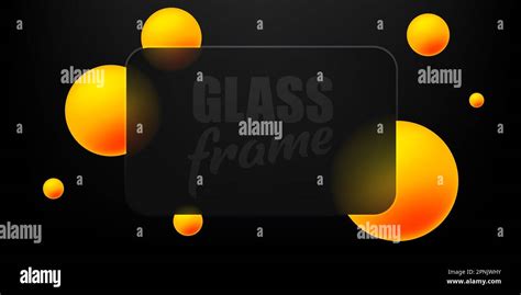 Glassmorphism Frame Background Glassmorphic Border Shape With Orange Circles Modern