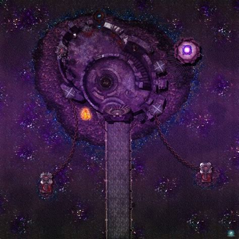 An Aerial View Of A Large Purple Object In The Middle Of A Space Filled With Stars