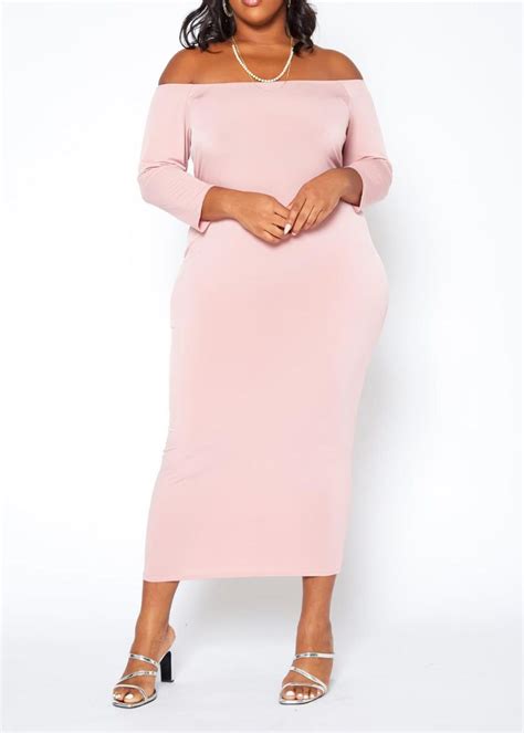 Plus Size Women Sincere Off Shoulder Bodycon Maxi Dress Made In Usa