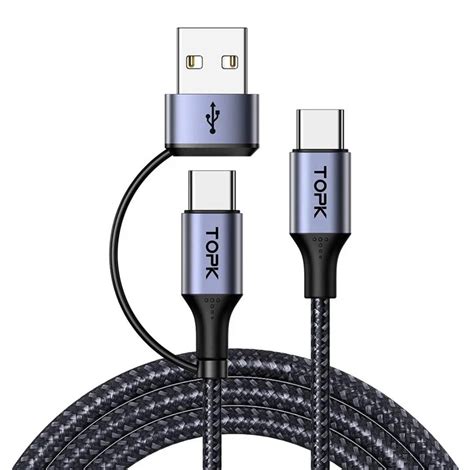 ᐉ Кабель Topk AD10 USB-A Type-C 2в1 60 Вт 2 м (230054) • Купить в Киеве ...