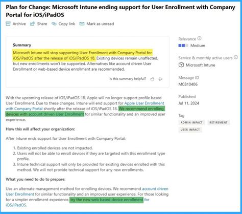 ms intune stop supporting user enrollment with company portal for ios ipados htmd blog