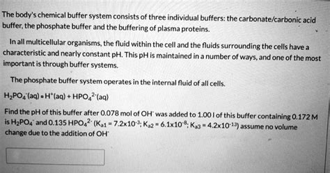 The Bodys Chemical Buffer System Consists Of Three
