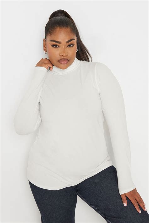 Yours Plus Size White Long Sleeve Turtle Neck Top Yours Clothing