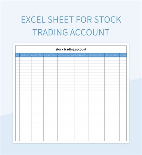Excel Sheet For Stock Trading Account Excel Template And Google Sheets File For Free Download