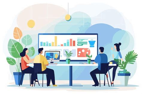 Premium Vector Dynamic Illustration Of Virtual Team Collaboration