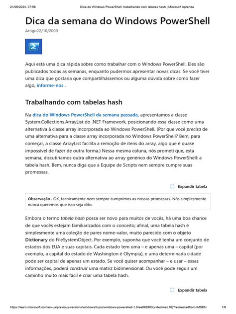 Dica Do Windows Powershell Trabalhando Com Tabelas Hash Microsoft
