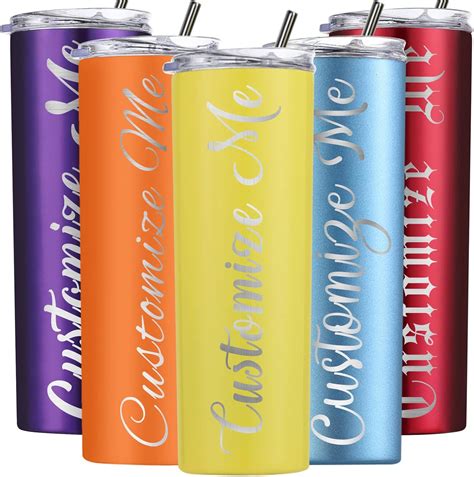 Vasos Personalizados Con Tapas Y Pajitas Vaso Delgado Grabado Con Láser