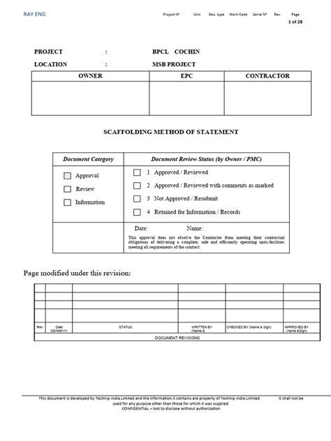 Scaffolding Method Of Statement Pdf Scaffolding