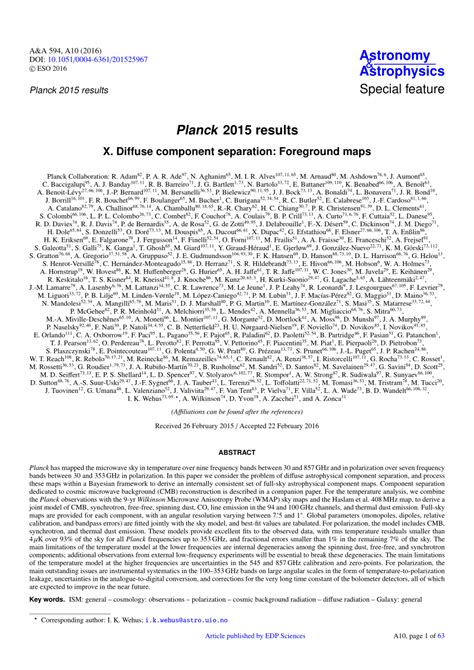 pdf planck 2015 results x diffuse component separation foreground maps
