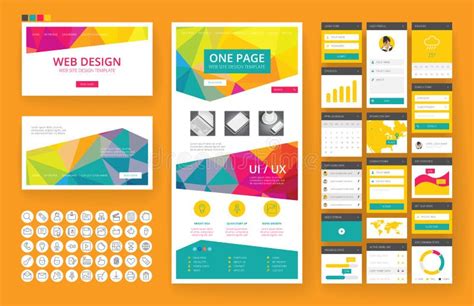website design template and interface elements stock vector