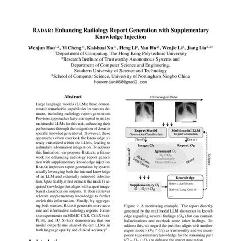 Radar Enhancing Radiology Report Generation With Supplementary Knowledge Injection Acl Anthology