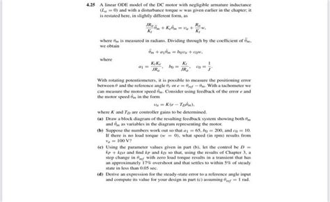 Solved A Linear ODE Model Of The DC Motor With Chegg