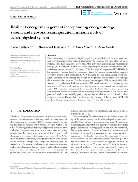 Pdf Resilient Energy Management Incorporating Energy Storage System