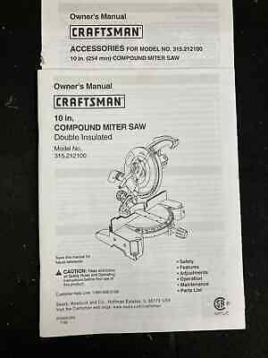 Sears Craftsman 10 Compound Miter Saw 315 212100 Owners Manual