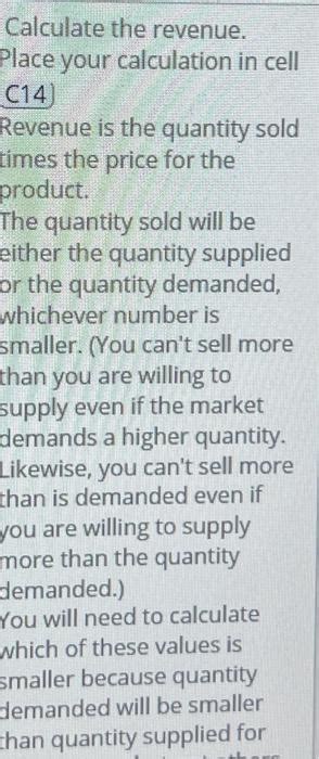 Solved Calculate The Revenue Place Your Calculation In Cell Chegg Com