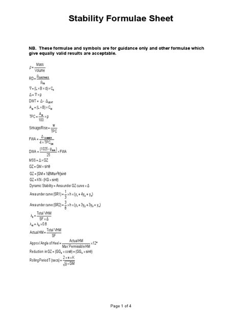 Mca Formula Sheet Download Free Pdf Vehicle Design Shipping