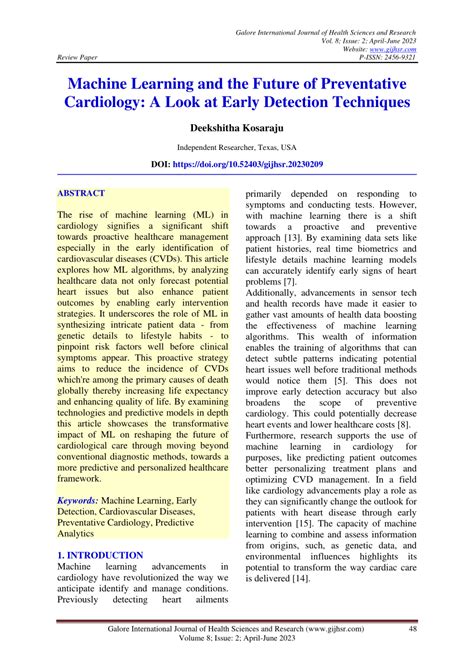 Pdf Machine Learning And The Future Of Preventative Cardiology A