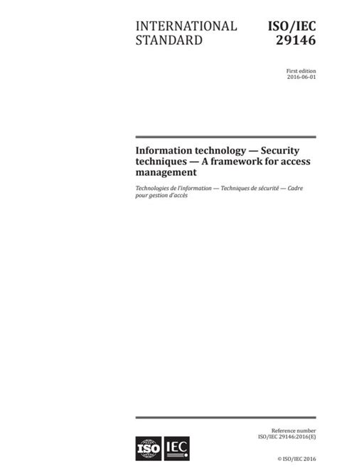 ISO IEC Information Technology Security Techniques A Framework For Access