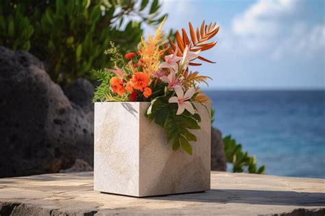 Premium Ai Image Natural Stone And Flowers