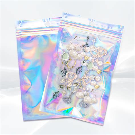 100pcs Holographic Resealable Bags 4x6 Inch Packaging Foil