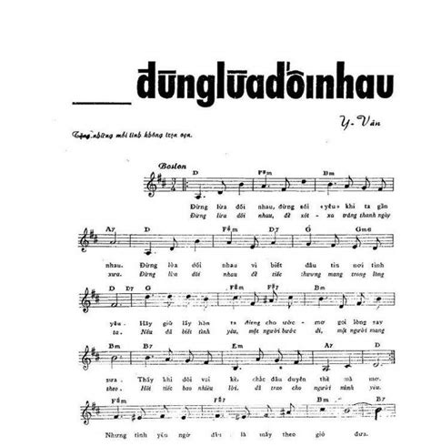 Sheet Nhạc Đừng Lừa Dối Nhau Y Vân Cùng Tập Nhạc